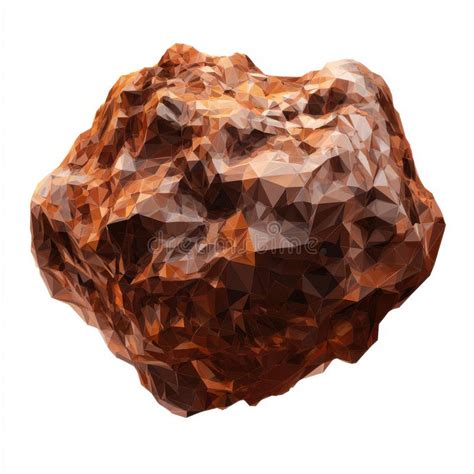 Low Poly Reddish Brown Asteroid On White Background Stock Illustration