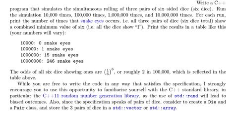 Solved Program That Simulates The Simultaneous Rolling Of