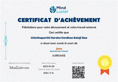 Sri Harsha Vardhan Balaji On Linkedin Java Trained In French Language Completed Successfully