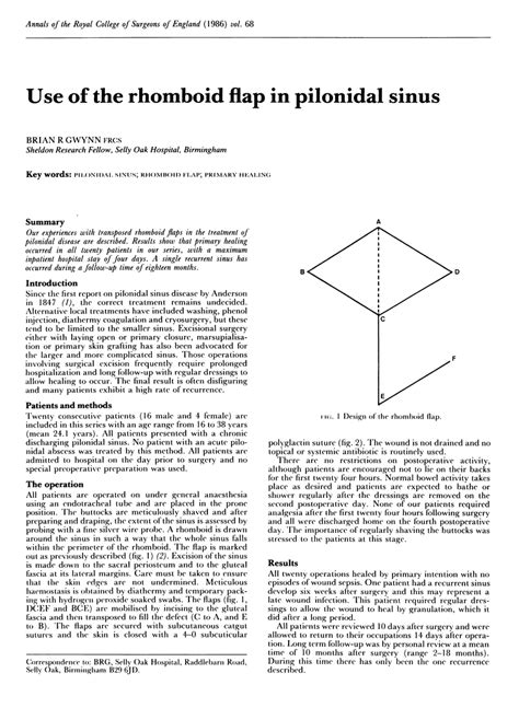 Use Of The Rhomboid Flap In Pilonidal Sinus Pmc