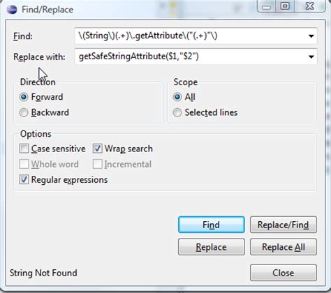 Efficient Search And Replace In Eclipse With Regular Expressions