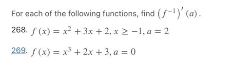 solved for each of the following functions find f 1 a