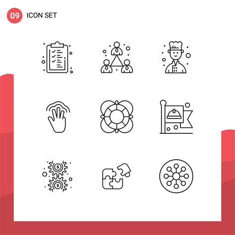 9 Thematic Vector Outlines And Editable Symbols Of Help Multiple Touch Avatar Interface Gestures