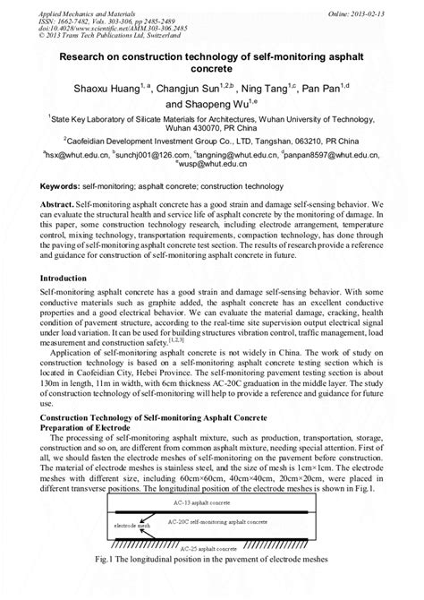 Research On Construction Technology Of Self Monitoring Asphalt Concrete Scientific Net