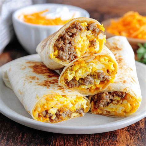 Breakfast Burritos With Sausage Eggs And Hash Browns