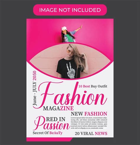 패션 잡지 표지 디자인 서식 파일 프리미엄 벡터