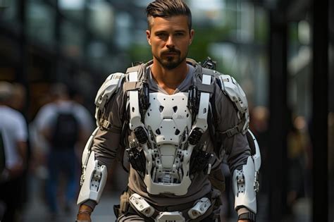 Premium Ai Image Robotic Exoskeleton Facilitates Human Mobility Generative Ia