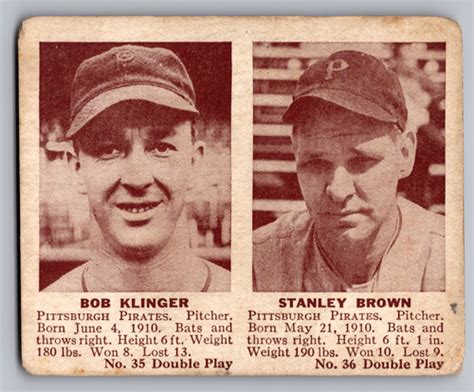 1941 Double Play 3536 Bob Klinger And Stanley Brown Pirates Ebay