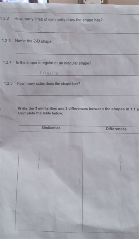 Question 1 2 How Many Lines Of Symmetry Does The Shape Have Name The 2 D