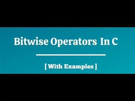 Bitwise Operator In C YouTube