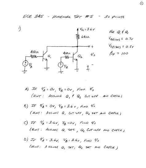 Solved Ece 345 Homework Set 5 30 Points A Vcc 36v For