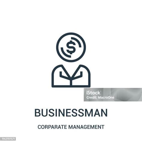 Corparate 관리 컬렉션에서 사업가 아이콘 벡터입니다 얇은 라인 사업가 개요 아이콘 벡터 일러스트 레이 션입니다 웹 및 모바일 앱 로고 인쇄 미디어에 사용할 선형