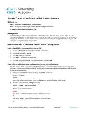Packet Tracer Configure Initial Router Settings Docx Packet Tracer Configure