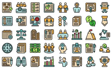 100 Webinar Icons Set Outline Style Stock Vector Illustration Of