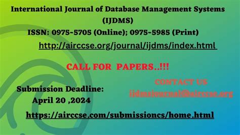 Stephen Leo On Linkedin Call For Papers International Journal Of Database Management