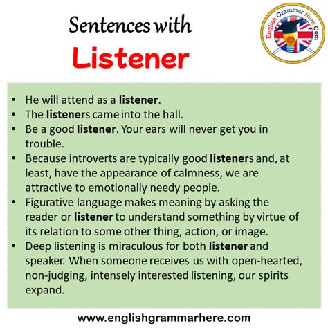 Sentences With Listener Listener In A Sentence In English Sentences For Listener English