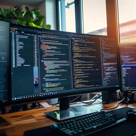 premium ai image screen symphony office programmers write develop and