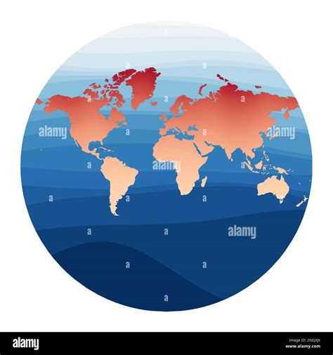 World Map Vector Van Der Grinten Iii Projection World In Red Orange Gradient On Deep Blue