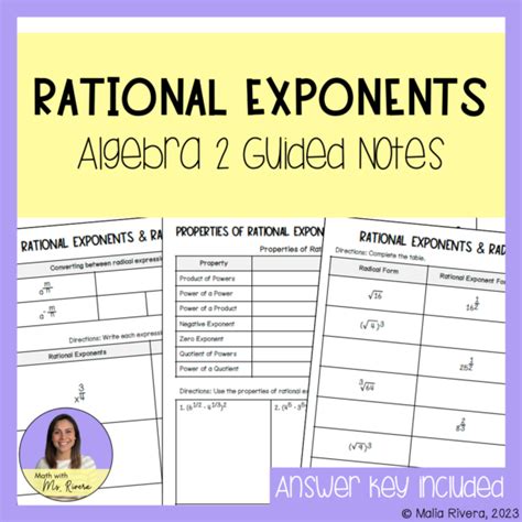 Rational Exponents Guided Notes Made By Teachers