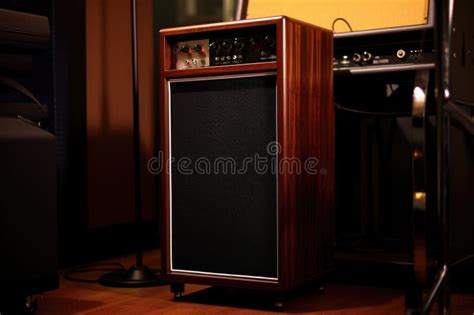 Speaker Cabinet With Inbuilt Amplifier In A Recording Studio Stock