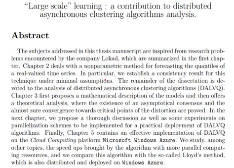 Large Scale Learning A Contribution To Distributed Asynchronous Clustering Algorithms