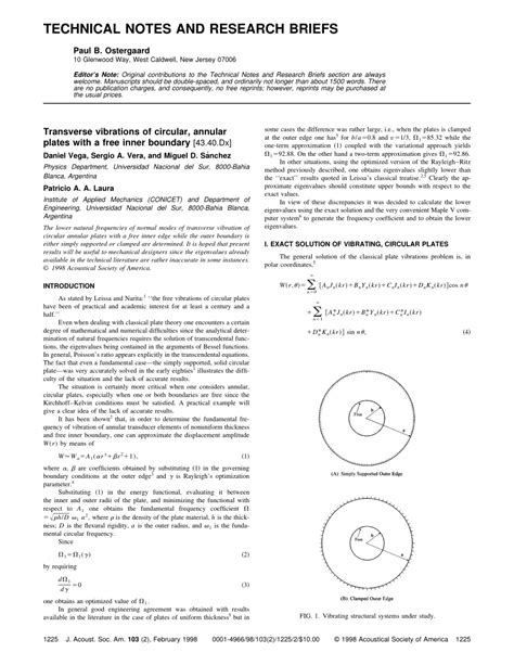 Pdf Transverse Vibrations Of Circular Annular Plates With A Free Inner Boundary