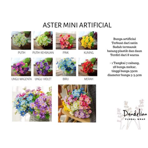 Jual Aster Mini Artificial Bunga Aster Artificial 28 Kuntum Bunga Hias