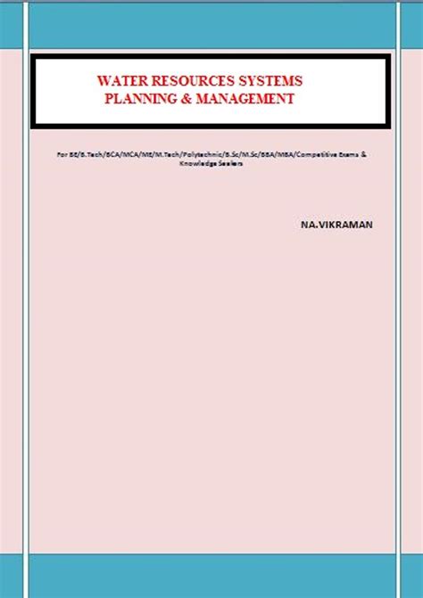 Water Resources Systems Planning And Management Ebook By Vikraman N Epub Rakuten Kobo United
