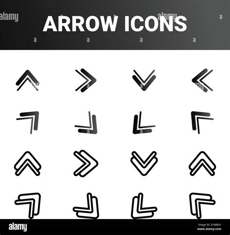 Shows Various Arrow Icons Arranged In Four Rows And Four Columns Each Icon Consists Of Simple