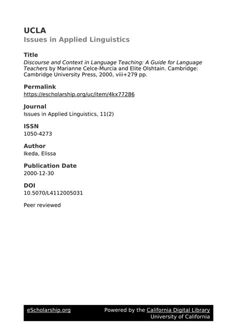 Pdf Discourse And Context In Language Teaching A Guide For Language