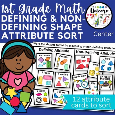 Defining And Non Defining Shape Attribute Sorting Math Center For 1st Grade