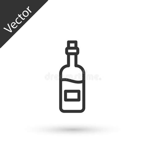Grey Line Bottle Of Wine Icon Isolated On White Background Vector Stock Vector Illustration