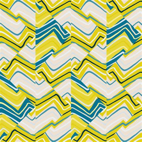 Abstract Zigzag Waves Mosaic Seamless Pattern Hand Drawn Linear Tile Endless Wallpaper Vintage
