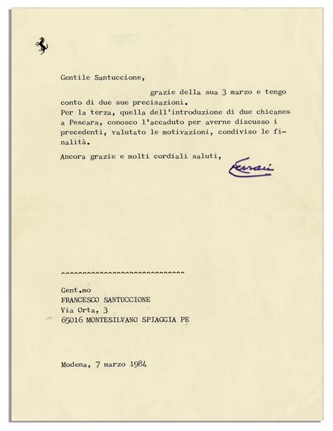 Lot Detail Enzo Ferrari Typed Letters Signed Lot Of 7 An