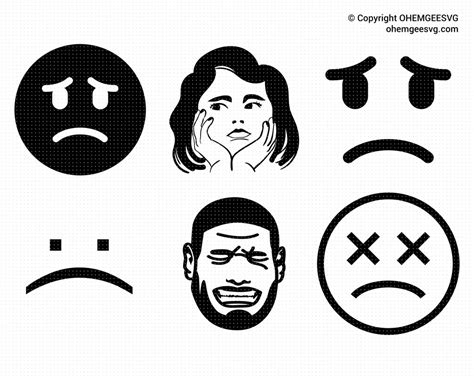 Sad Face Svg Crying Man Png Sad Woman Clipart Cry Dxf Sad Emoji Eps