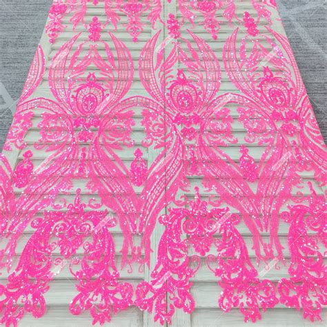 Hot Pink Abstract Pattern Sequin Mermaid Prom Dress Promfy