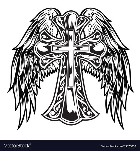 How To Draw A Cross With Wings Step By Step