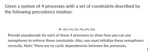 Solved Given A System Of 4 Processes With A Set Of