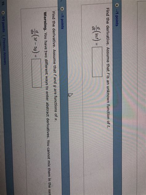 solved o 1 points find the derivative assume that fis an