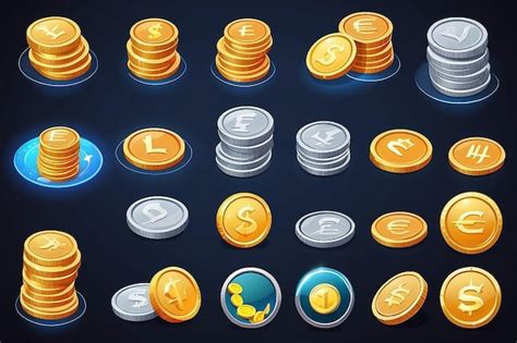 Premium Photo | Modern vector illustration Icons coins for the game interface Set of cartoon ...