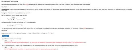 Solved Escape Speed Of A Rocket Calculate The Escape Speed Chegg Com
