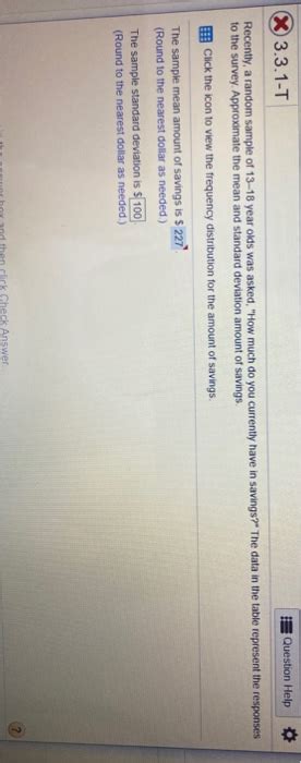 solved x 3 3 1 t question help recently a random sample of