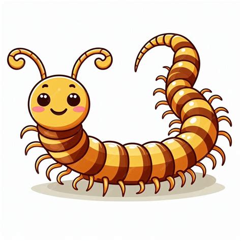 Cute Centipede Vector Cartoon Illustration White Background Premium