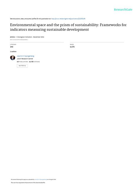 Environmental Space And The Prism Of Sustainabilit Pdf Sustainability Sustainable Development