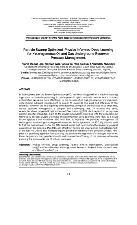 pdf pso pidl for optimizing pressure in heterogeneous reservoirs