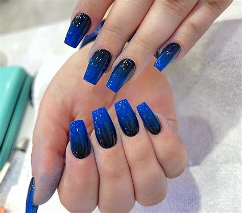 Royal Blue And Black Ombre Coffin Nails 20 Latest Royal Blue Ombre
