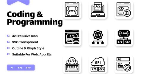 Coding And Programming Icon Pack Icons Ft Programming And Computer Envato