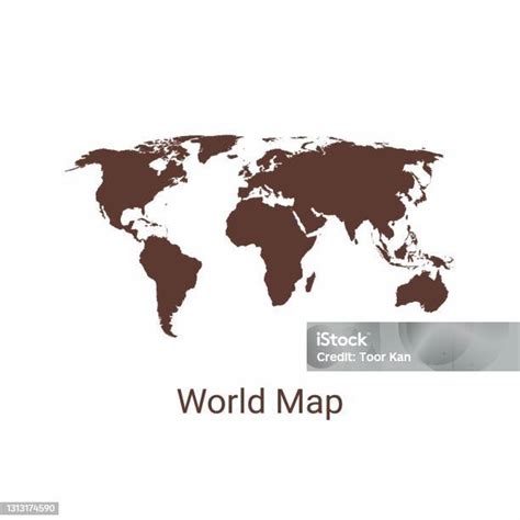흰색 배경에서 격리된 월드 맵 벡터입니다 플랫 어스 웹 사이트 패턴에 대한 갈색지도 템플릿 글로브 월드 맵 아이콘 전 세계 여행 지도 실루엣 0명에 대한 스톡 벡터 아트 및