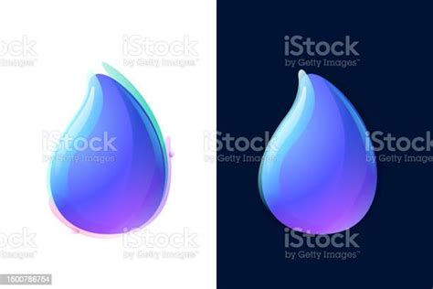 순수한 물방울 로고 친환경 3d 사실적인 아이콘입니다 겹치는 수채화 스타일의 거친 물결 3차원 형태에 대한 스톡 벡터 아트 및