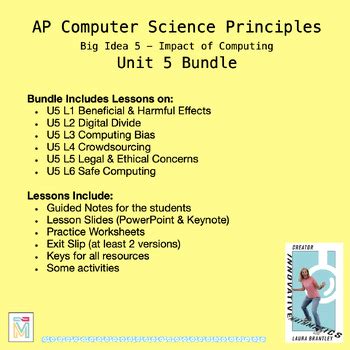 AP Computer Science Principles Bundle Big Idea 5 Impact Of Computing